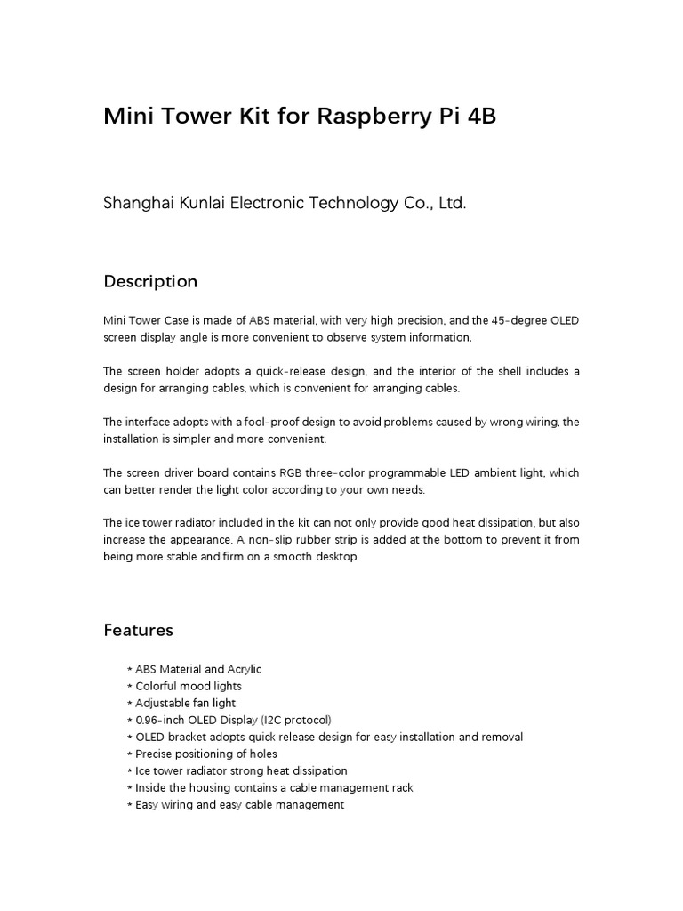Mini Tower Kit Datasheet | PDF | Light Emitting Diode | Computing