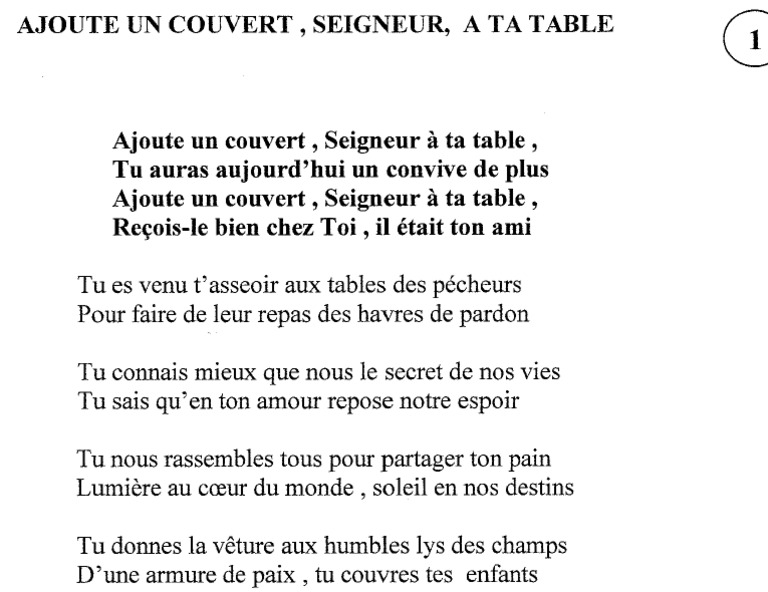 1 Ajoute Un Couvert Seigneur A Ta Table | PDF