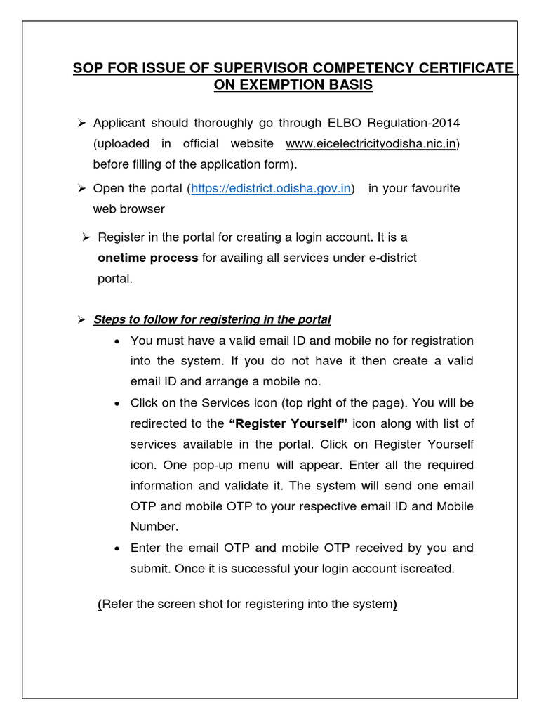Sop For Issue of Supervisor Competency Certificate On Exemption Basis | PDF