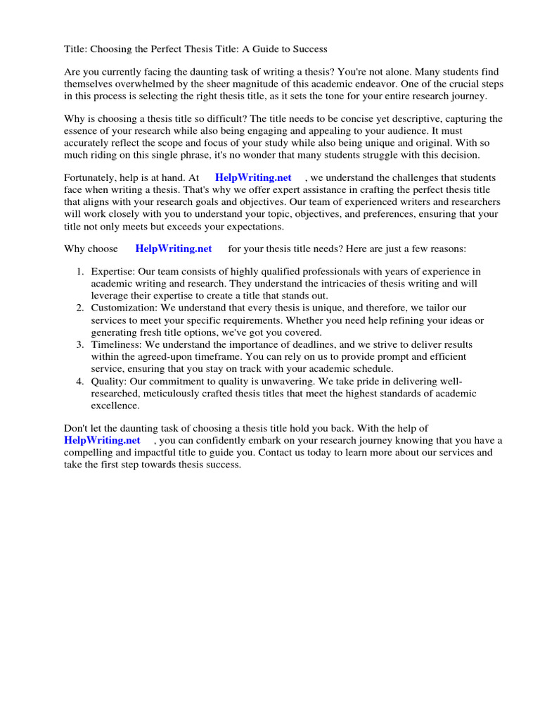 Choose Thesis Title Pdf Thesis Sampling Statistics 6848