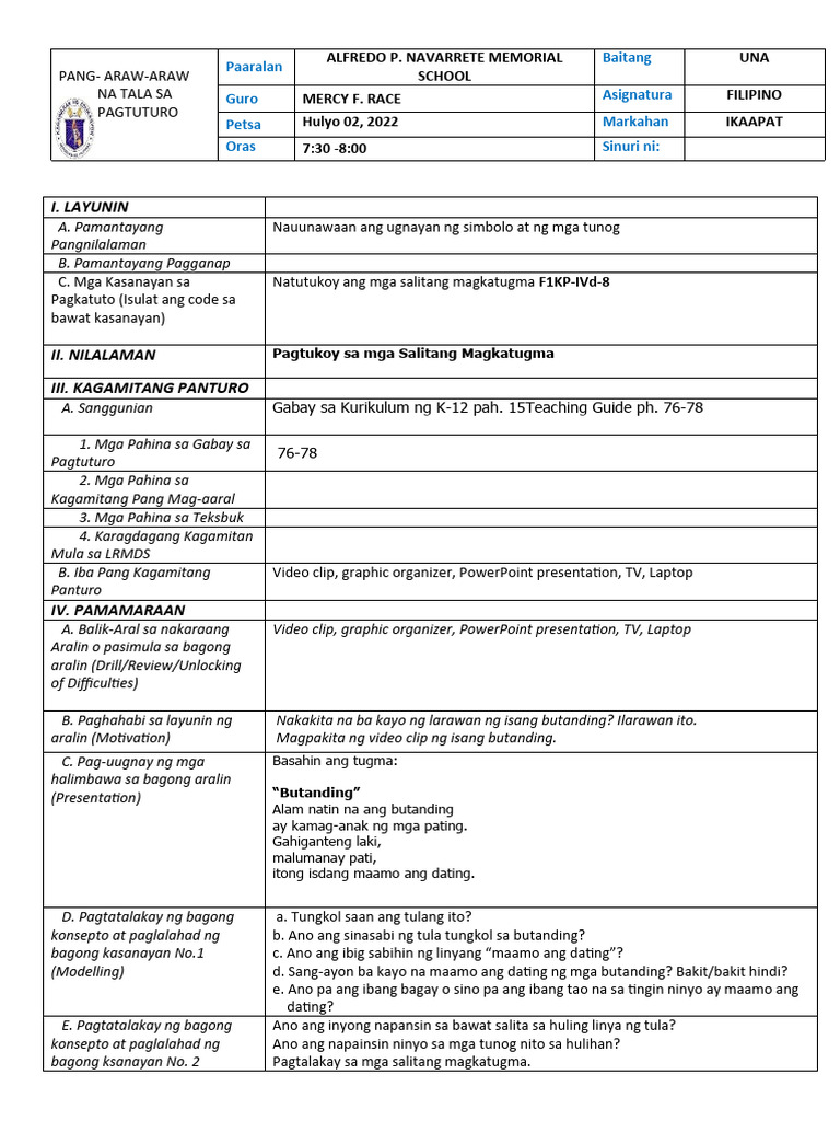 DLL Filipino | PDF