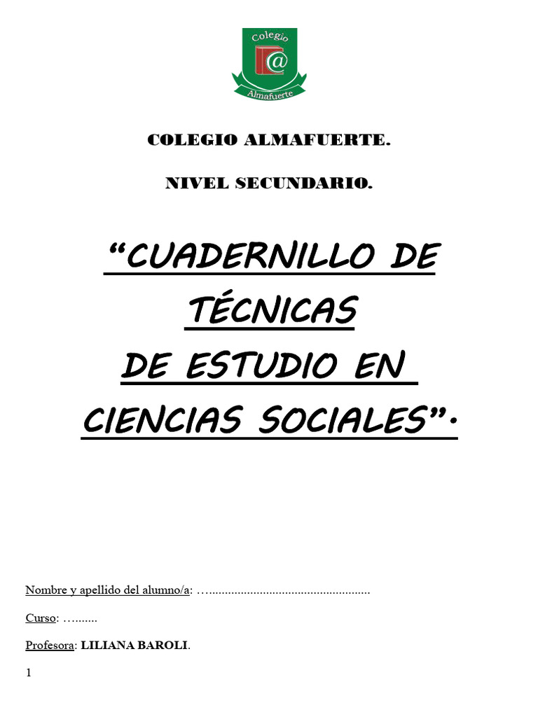Cuadernillo de T-Cnicas de Estudio de Cs Sociales | PDF | Estudios de idiomas extranjeros