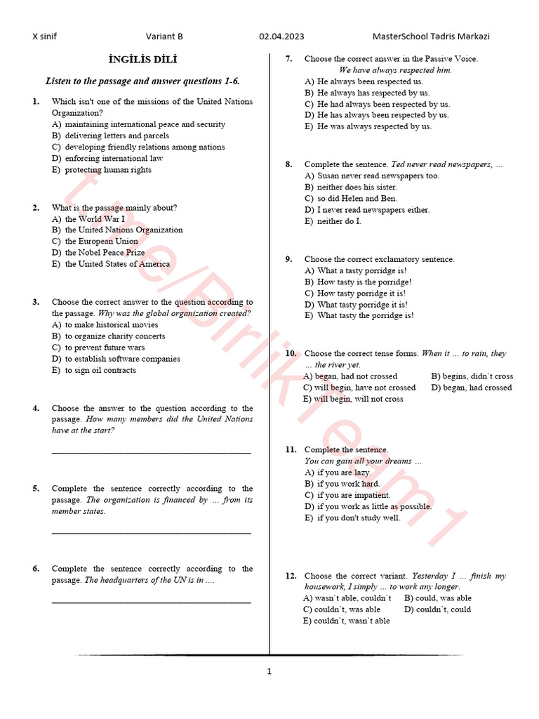 English Test for 10th Graders | PDF | Coca Cola | Syntax