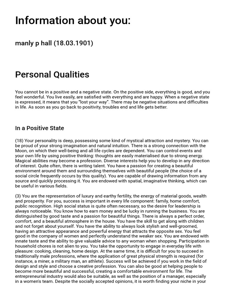Manly P. Hall: Life and Legacy Insights | PDF | Thought | Family