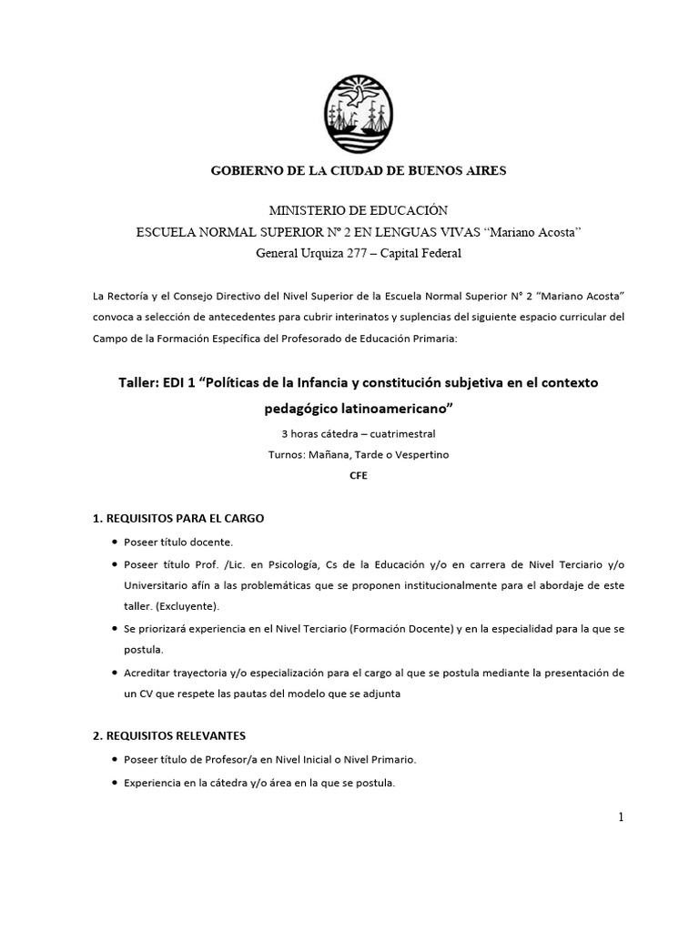 ENS 2 - EDI 1 Selección 2024 | PDF | Maestros | Educación más alta