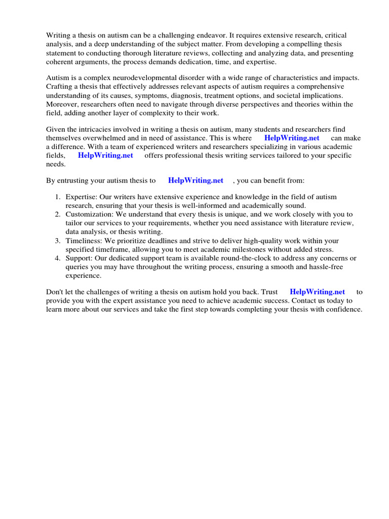 Research Paper Autism Thesis | PDF | Autism Spectrum | Clinical Medicine