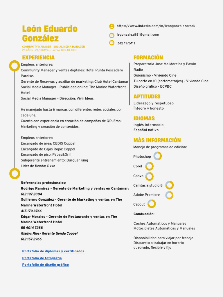 CV Leon Eduardo Gonzalez 2023 | Descargar gratis PDF | Comunicación ...