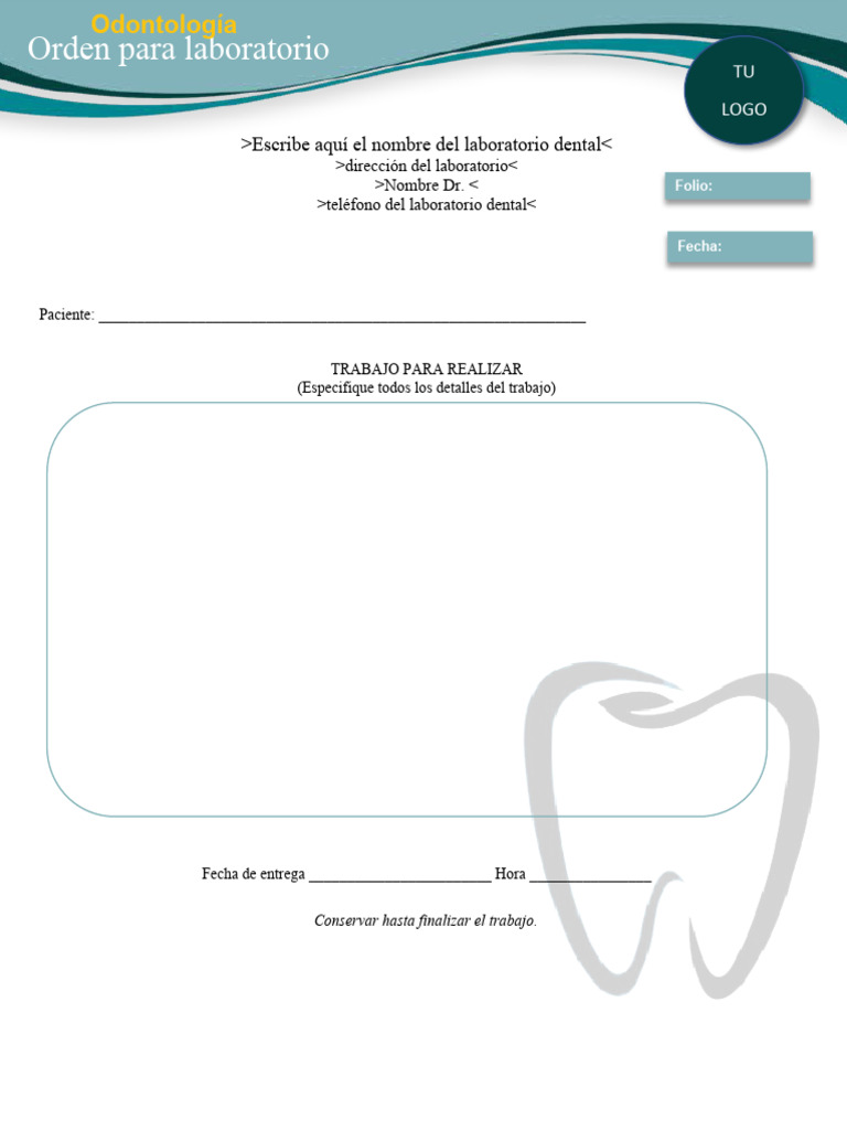 Orden para Laboratorio Dental | PDF Orden para Laboratorio Dental | PDF