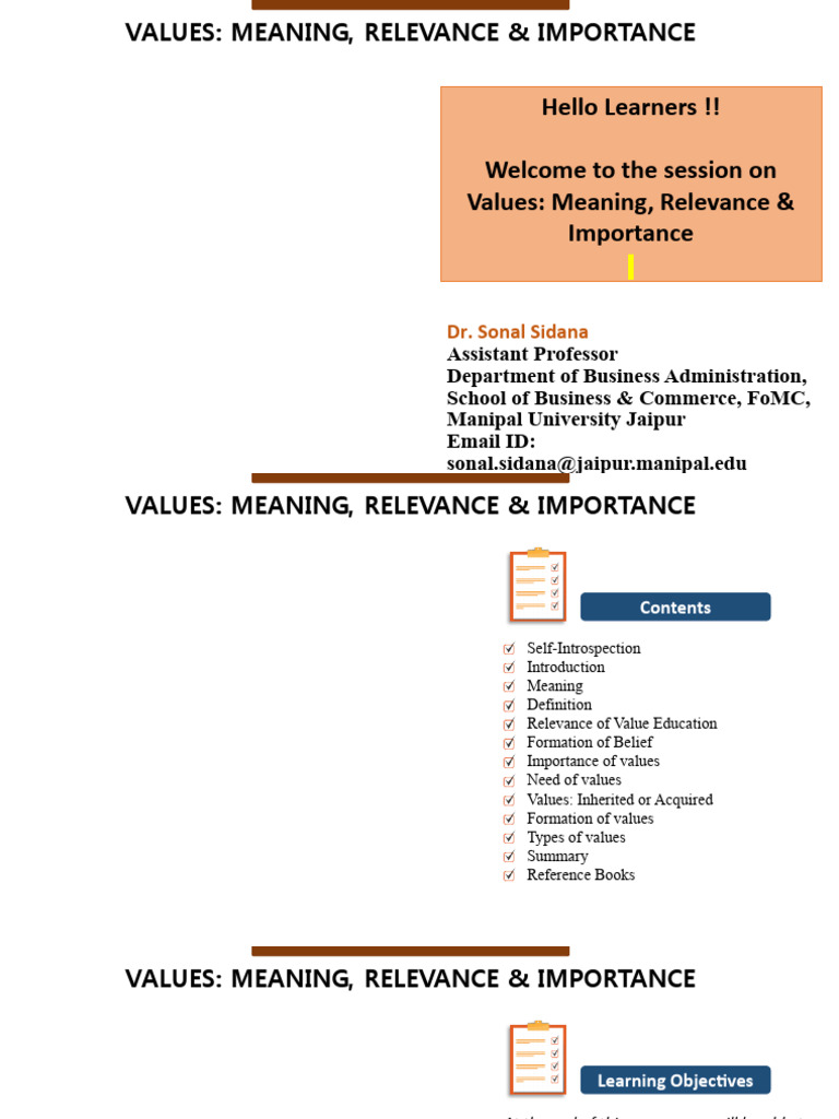 Understanding Values: Meaning & Importance | PDF | Attitude (Psychology ...