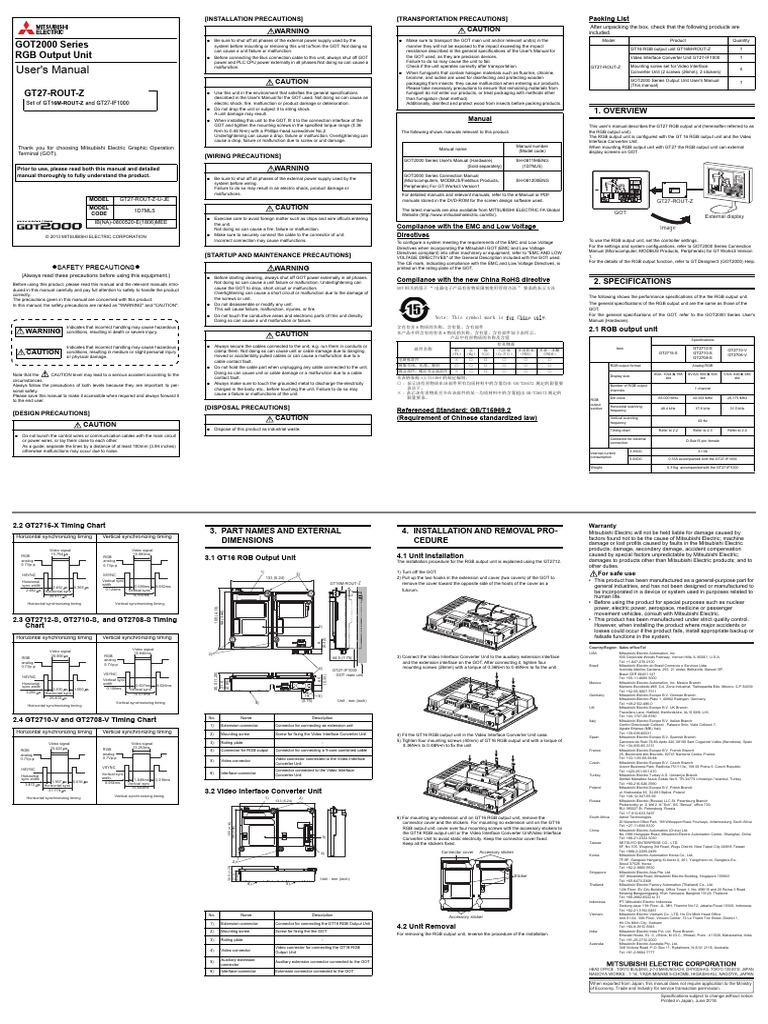 IB (NA) - 0800520E-E - GOT2000 Series RGB Output Unit User's Manual | PDF | Computing ...