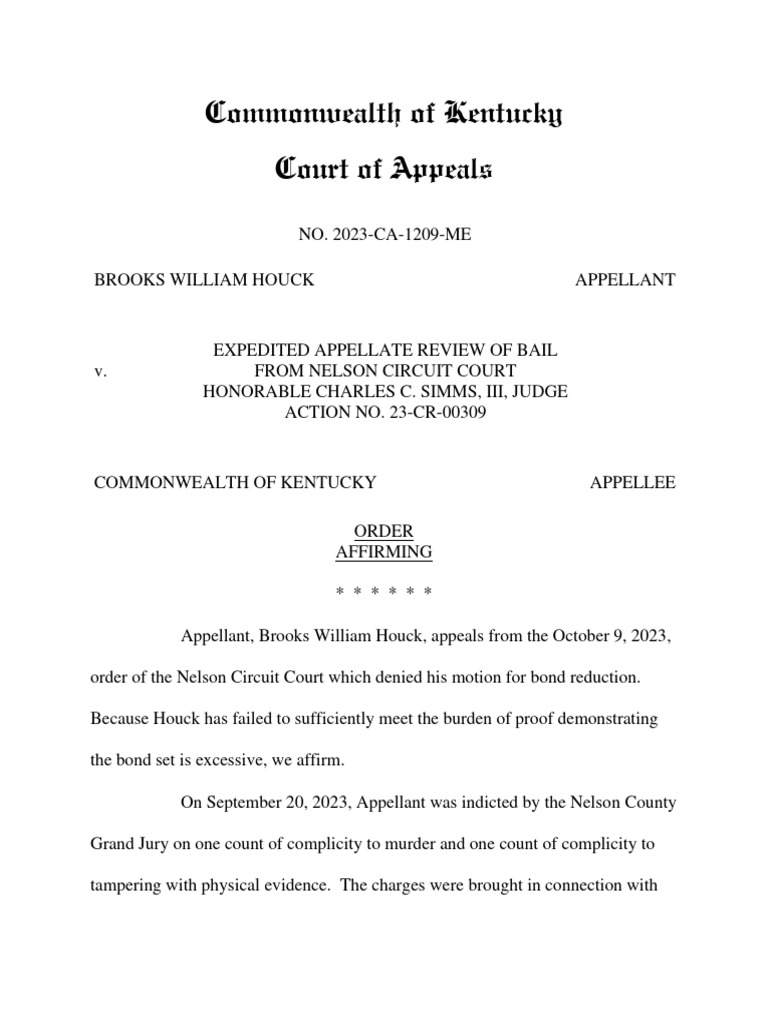 Court of Appeals Order Affirming | PDF | Bail | Burden Of Proof (Law)