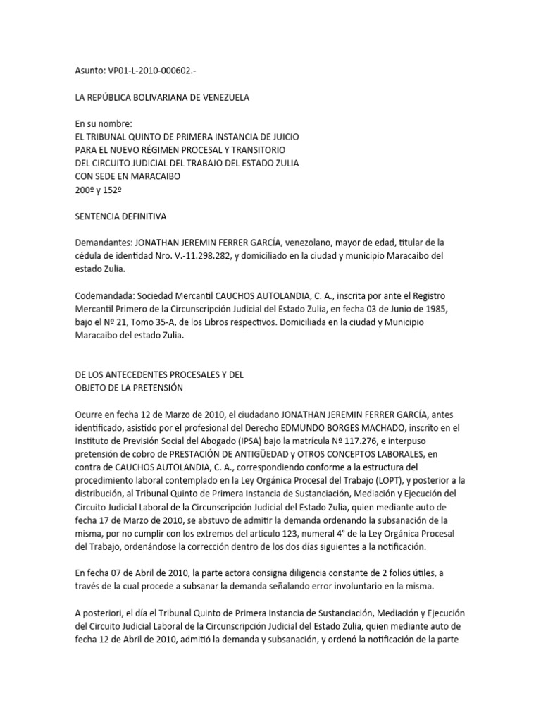 Sentencia Laboral | PDF | Caso de ley | Ley Pública