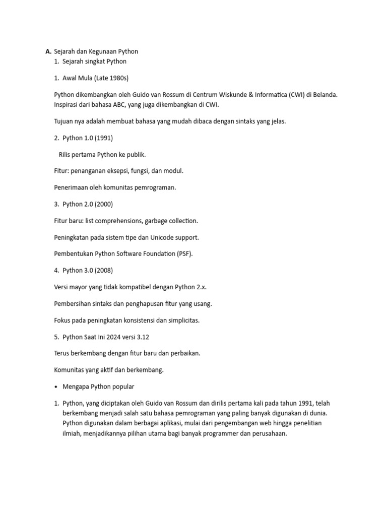 Sejarah Dan Kegunaan Python Updated | PDF
