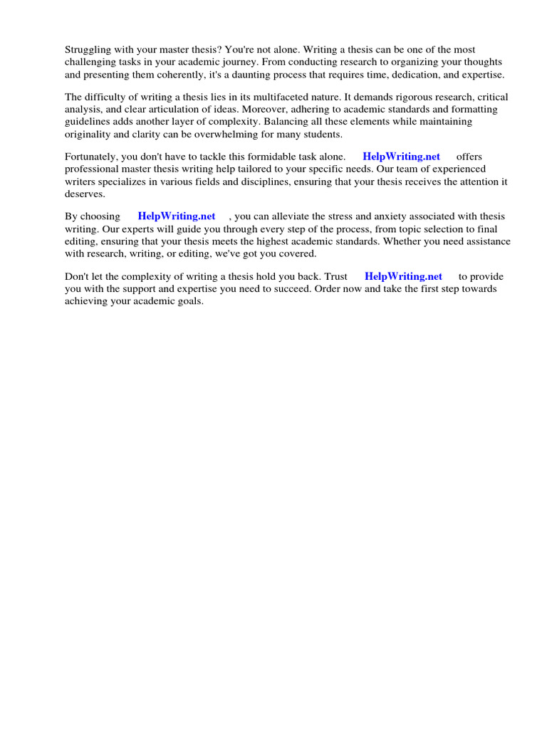 Master Thesis Writing Help | PDF | Thesis | Methodology