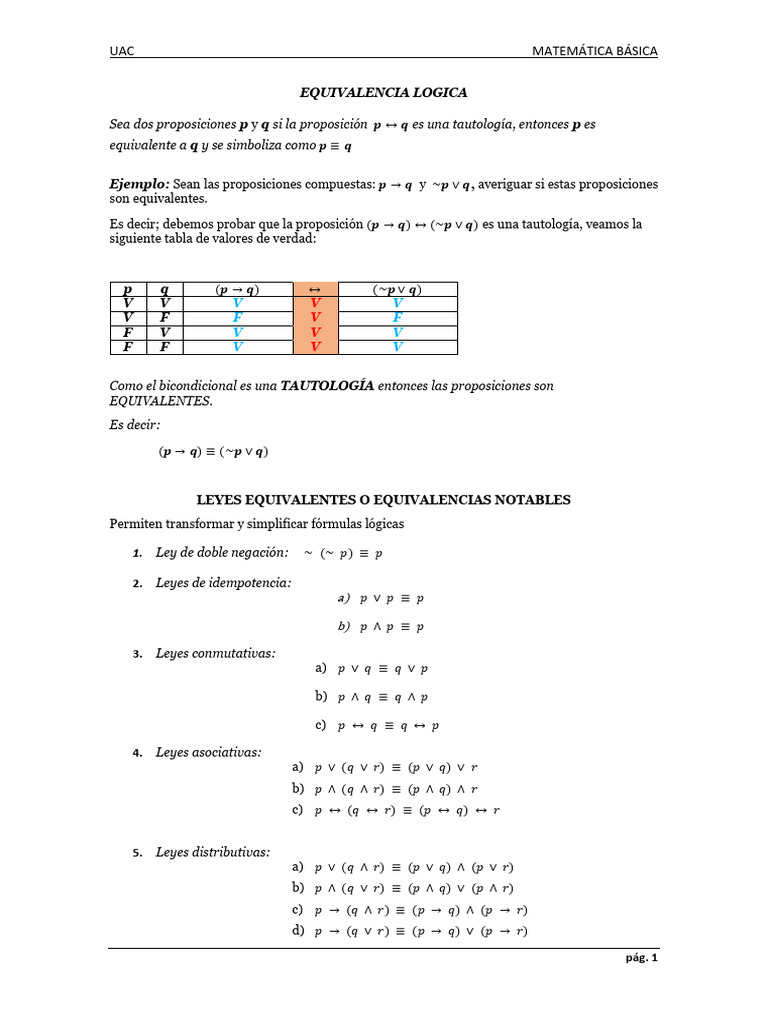 Equivalencia Logica | PDF | Lógica | Semiótica