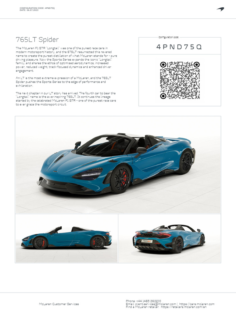 McLaren 765LT Spider Performance Overview | PDF | Sports Cars | Coupes