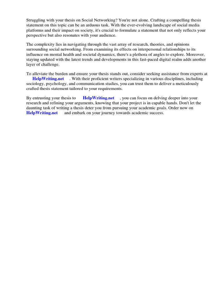 Sample Thesis Statement Social Networking | PDF | Social Media ...