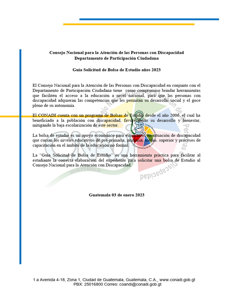 Guía Solicitud de Bolsa de Estudio 2023 | PDF | Guatemala