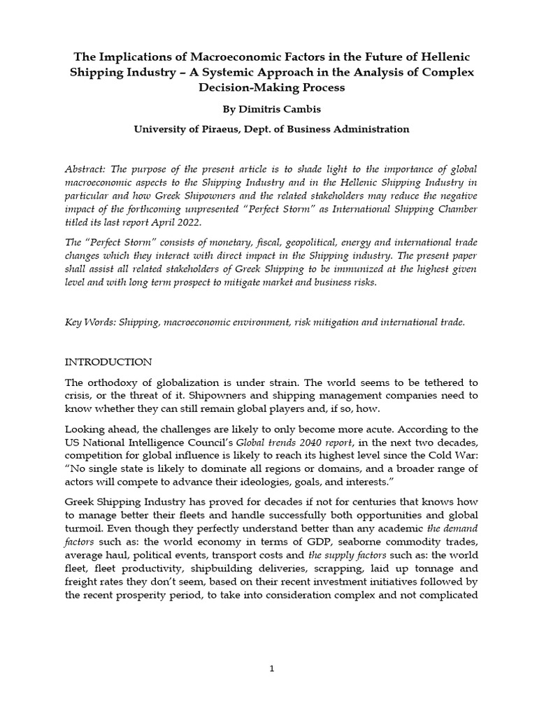 D.Cambis (2022) - The Implications of Macroeconomic Factors in The ... D.Cambis (2022) - The Implications of Macroeconomic Factors in The ...