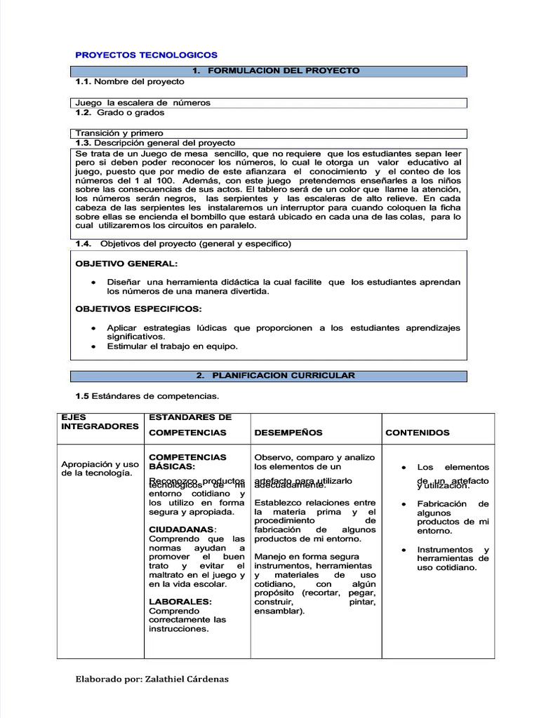 PDF Plantilla Del Proyecto Tecnologico - Compress | PDF | Plan de estudios