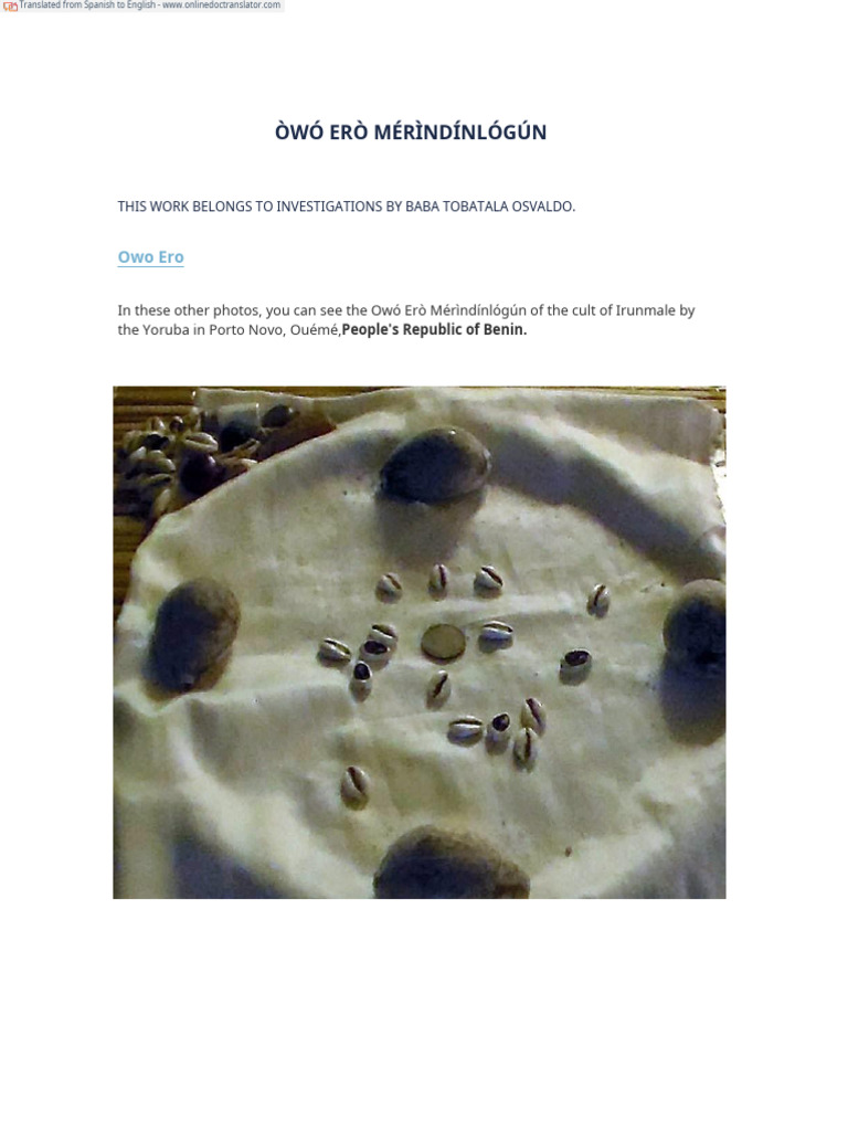 HISTORY OF OWO R ÈRÌNDÍLÓGÚN - Es.en | PDF | Religious Belief And Doctrine | Divination
