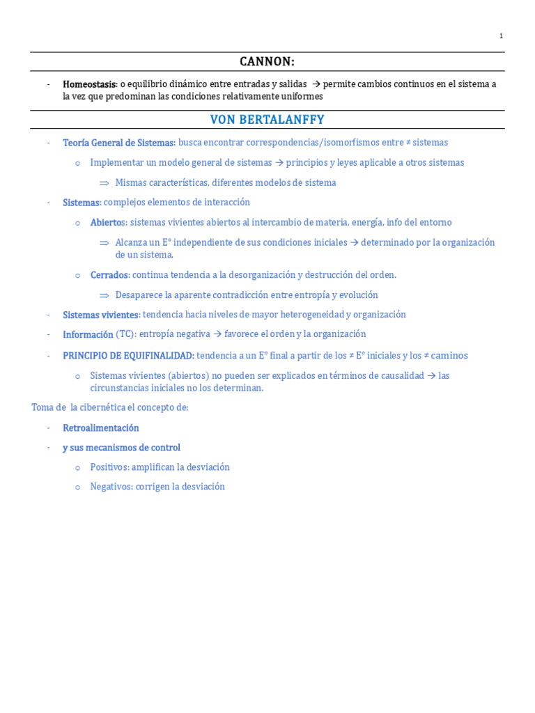 Resumen C1 Procesos e Ideas Sistémico Cibernéticas SISTÉMICA | PDF | Realimentación | Comunicación