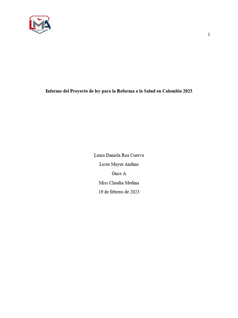 Proyecto De Ley Para La Reforma A La Salud En Colombia 2023 Pdf 9318