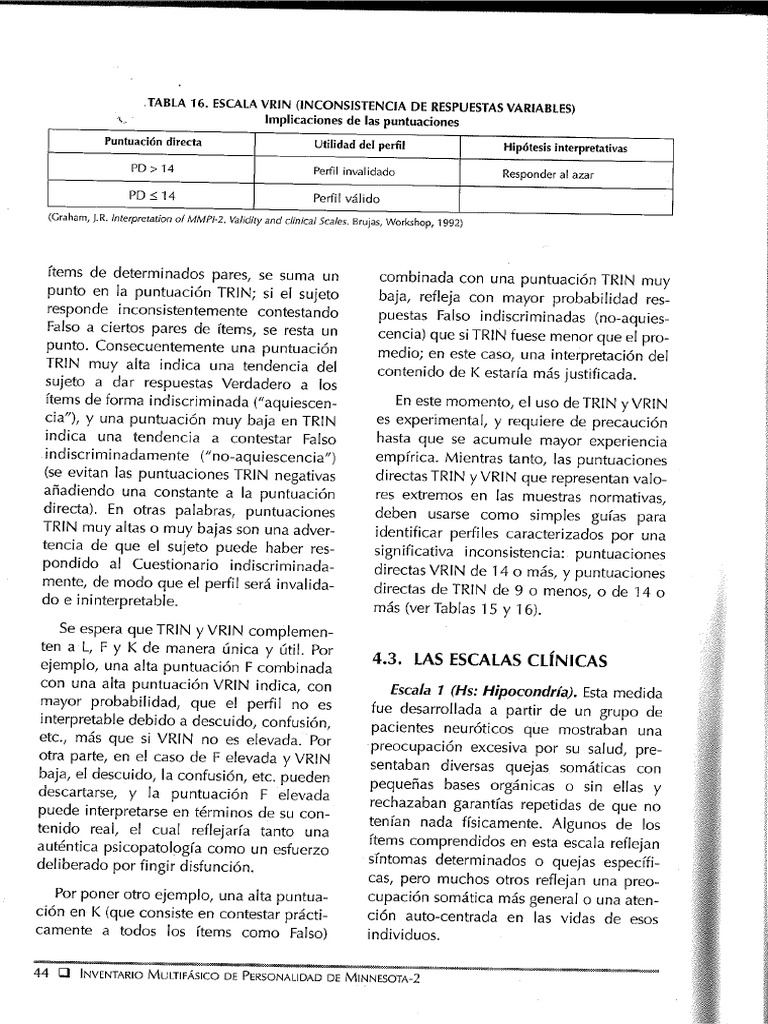 Mmpi 2 Baremos | PDF