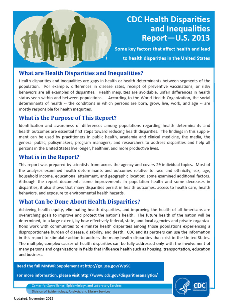 CDC Health Disparities | PDF | Health Equity | Race And Ethnicity In ...