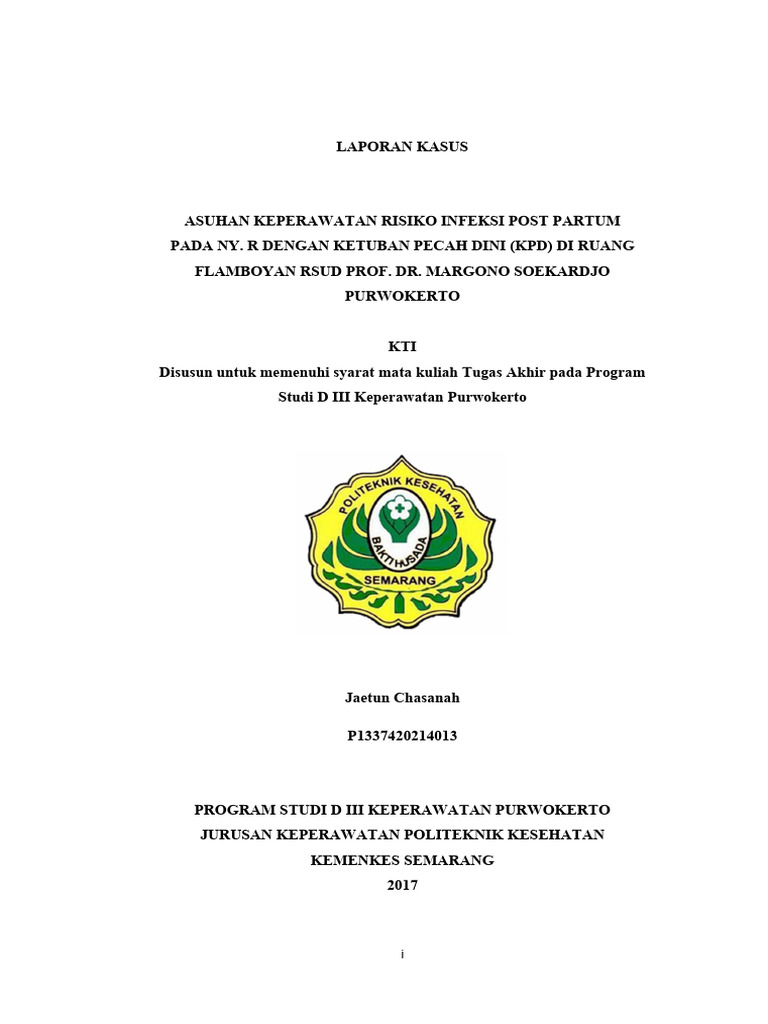 Risiko Infeksi Post Partum KPD Ny.R | PDF
