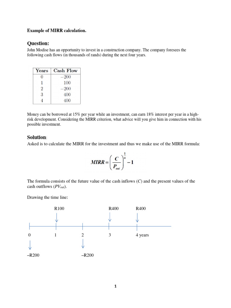 Example of MIRR Calculation 2 | PDF