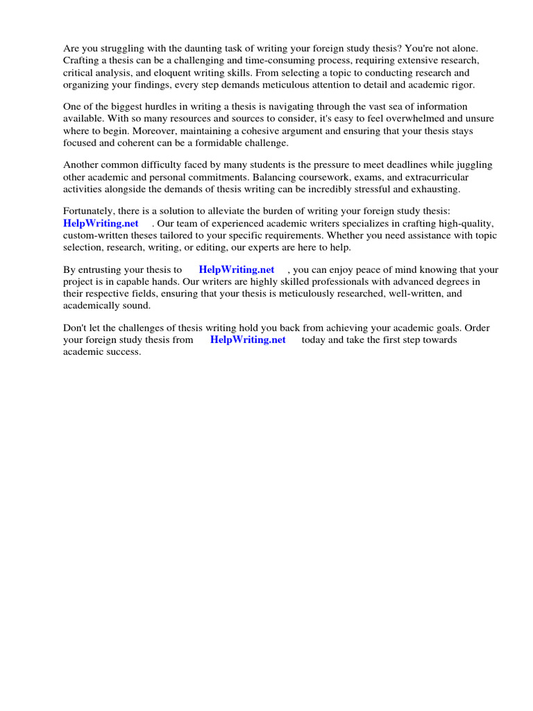 Foreign Study Thesis Sample | PDF | Electronic Cigarette | Thesis