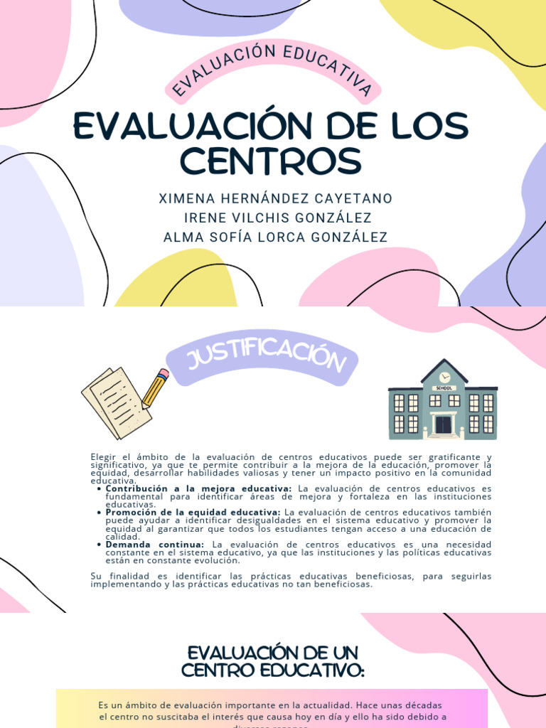 Presentacion Evaluacion de Centros | PDF | Evaluación | Aprendizaje