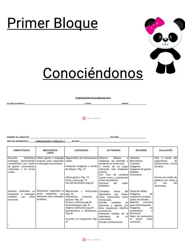 Planificacion Segundo Primaria | PDF