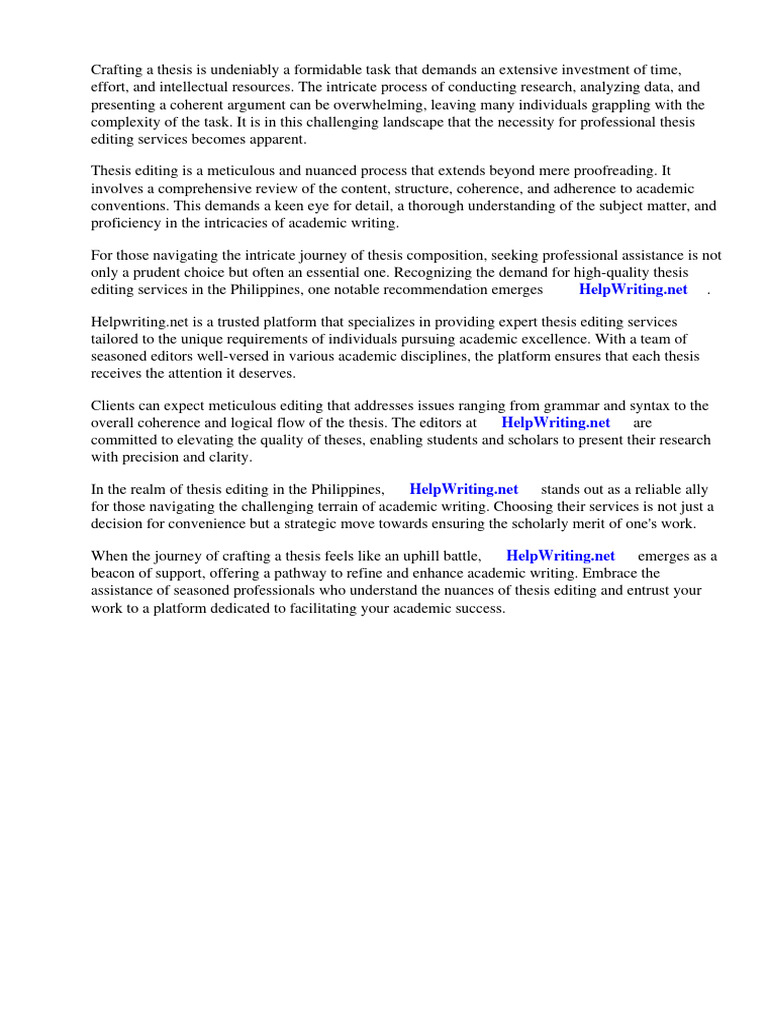 Thesis Editing Philippines | PDF | Thesis | Editing