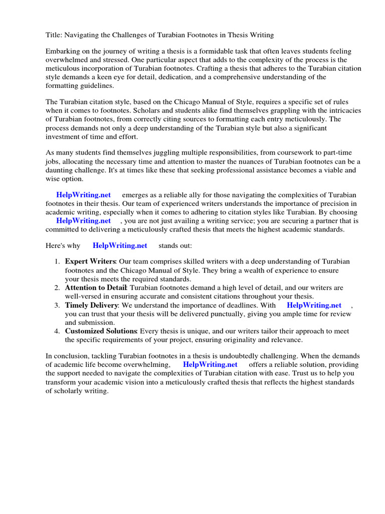 Turabian Footnotes Thesis | PDF | Citation | A Manual For Writers Of ...