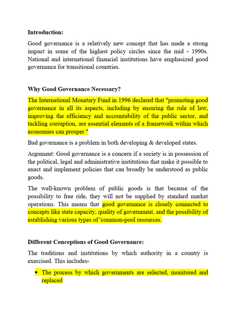 Good Governance | PDF | Governance | Good Governance