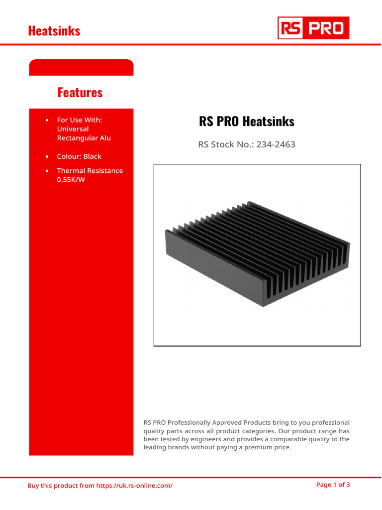 RS PRO Heatsinks | PDF | Physical Sciences | Transport Phenomena