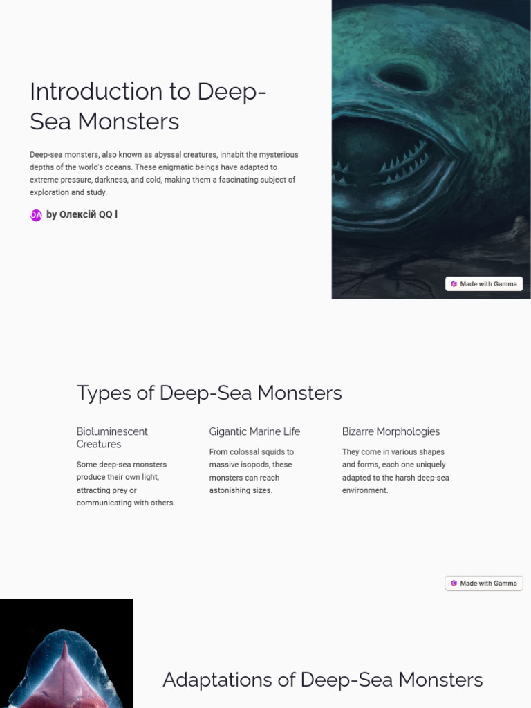 Introduction to Deep-Sea Monsters: by Олексій QQ l | PDF