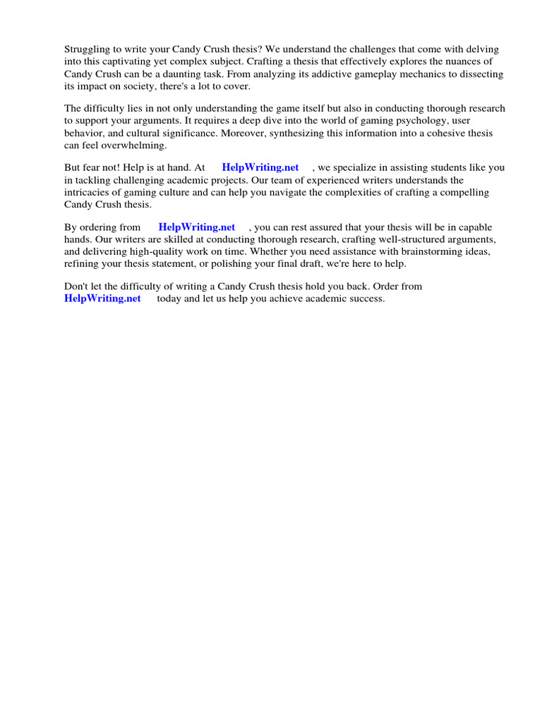 Candy Crush Thesis | PDF | Candy Crush Saga | Candy Candy Crush Thesis | PDF | Candy Crush Saga | Candy