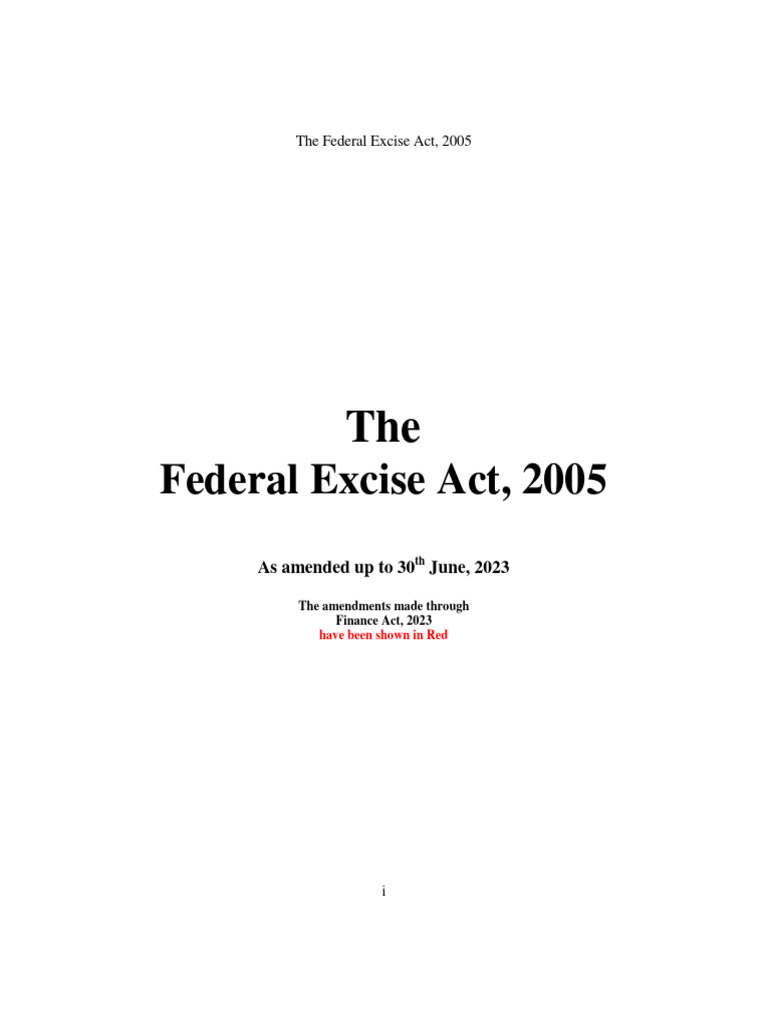 Fedl Ex Act2005-Chap I&II | PDF | Taxes | Excise