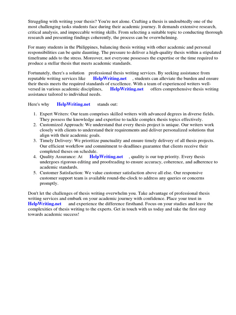 Professional Thesis Writing Services Philippines | PDF | Thesis | Essays