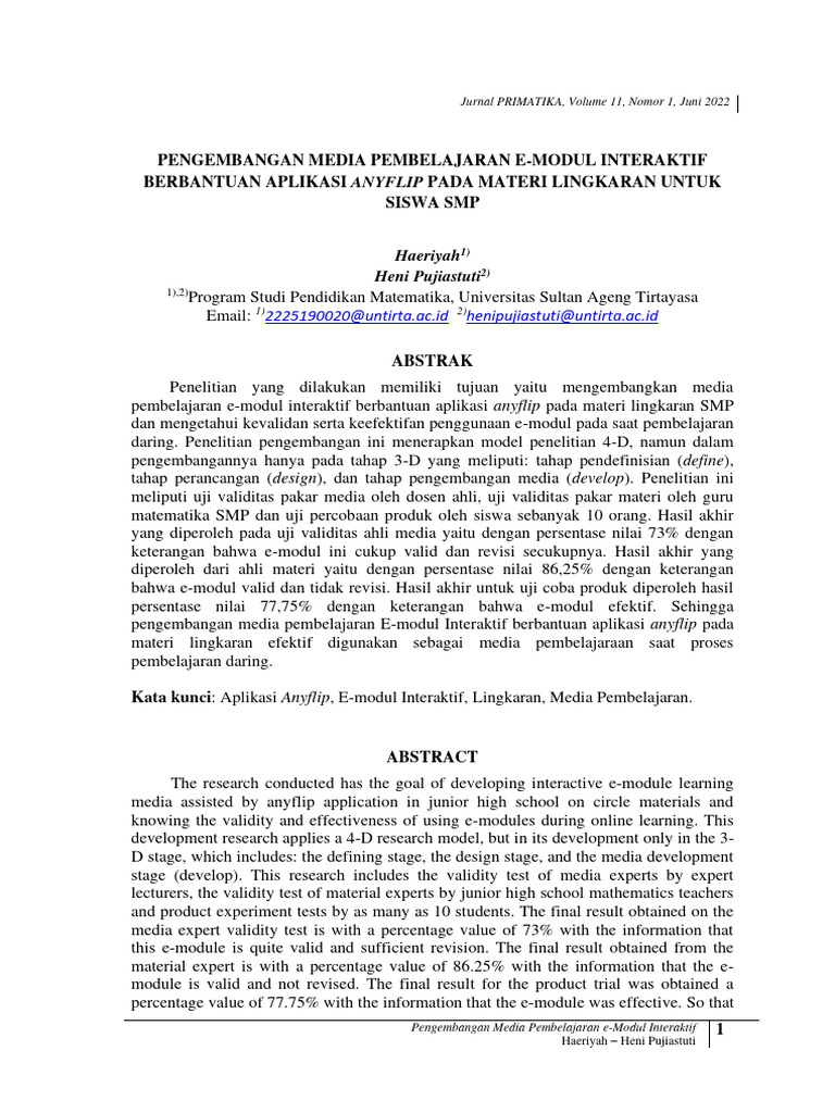 E-Modul Interaktif Lingkaran SMP Anyflip | PDF | Komputer