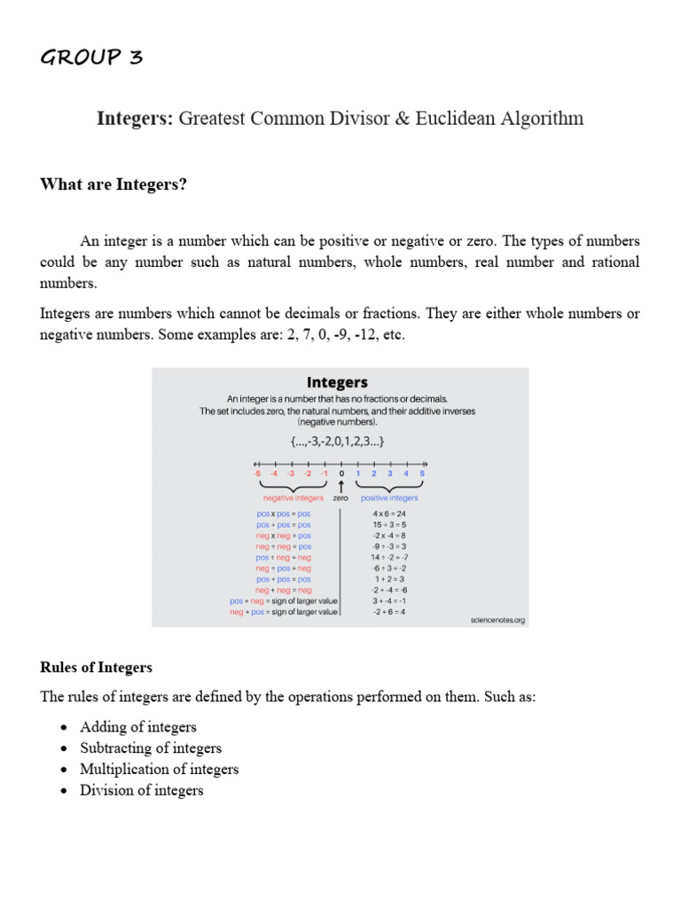 Integers Greatest Common Divisor And Euclidean Algorithm Pdf