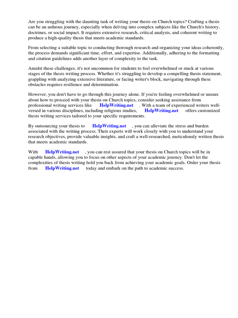 Thesis Church | PDF | Thesis | Printing Press
