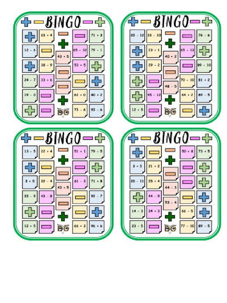 Bingo Suma y Resta | PDF