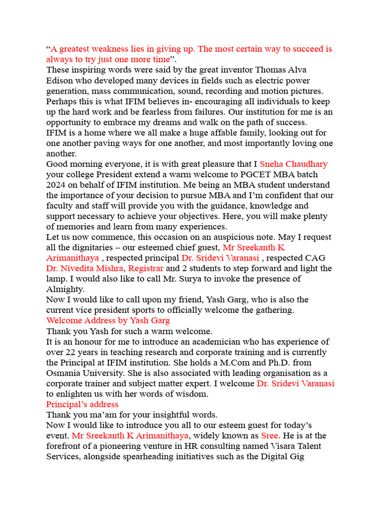 Inaugural Ceremony Script Final 1 | PDF