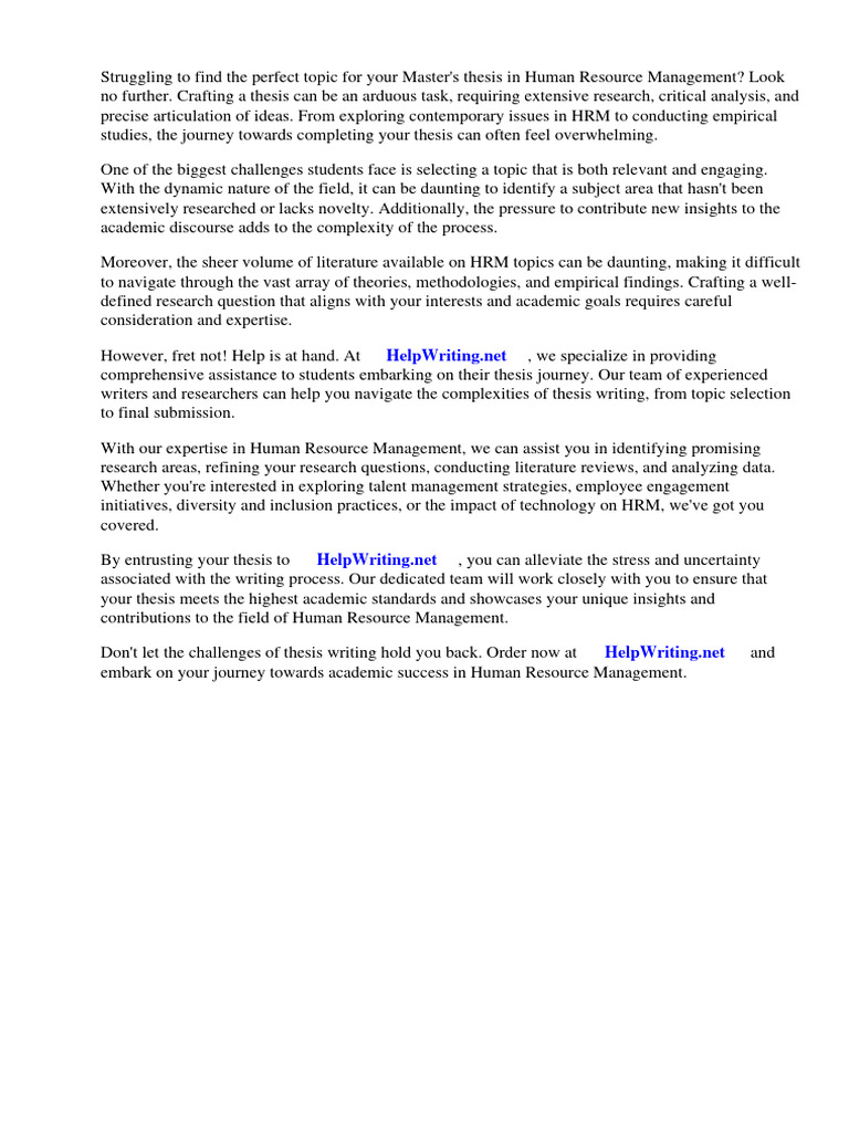 Masters Thesis Topics in Human Resource Management | PDF | Human Resource Management | Thesis