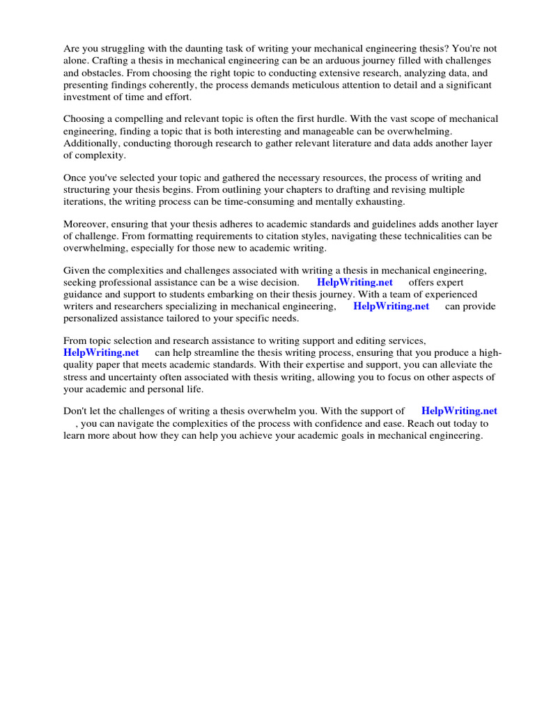 Thesis Topics Mechanical Engineering | PDF | Thesis | Engineering