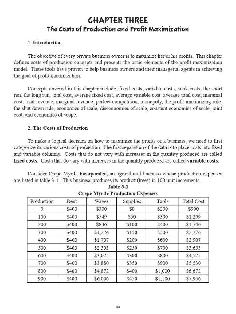 Economics Chapter 3 | PDF | Profit (Economics) | Marginal Cost Economics Chapter 3 | PDF | Profit (Economics) | Marginal Cost